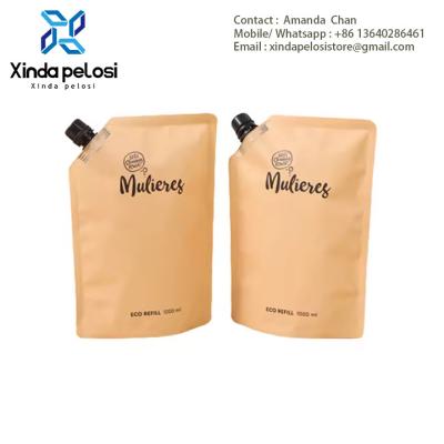 China Eco Friendly Stand Up Liquid Stand Up Pouch With Spout Packaging For Personal Skincare Lotion Refill for sale