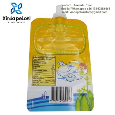 China Custom Disposable Juice Nozzle ,Cream Mousse Beverage, Honey Granule Ketchup Soup Food  Stand Pouch Bag for sale