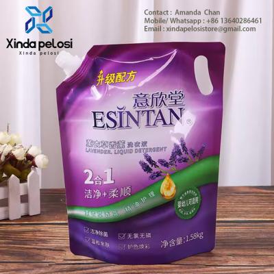 China Refillable Custom Stand Up Spout Pouch Standing Bag Fos Laundry Detergent,Liquid Packaging Plastic Bag for sale