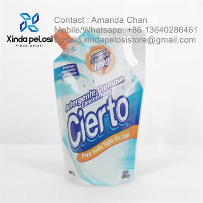 China Liquid Soap Packaging Bag Printed Plastic Laundry Detergent Stand Up Pouch Bags for sale