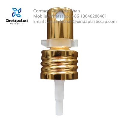 China Gold Sliver Plastic Fragrance Pump Fijne mist Sprayer Pump Voor cosmetische fles Te koop