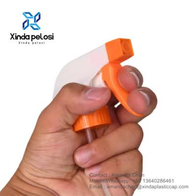 China Orange Plastic Trigger Sprayer Cleaner Spray Head For Personal Care Liquid for sale