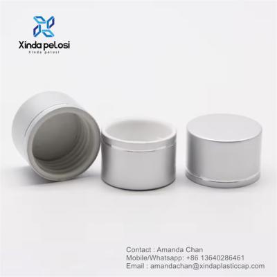 China Custom Shiny Silver Aluminum Screw Cap For Bottle Packaging Cosmetic Packaging for sale