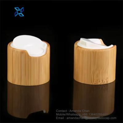 China Press Flip Top Cap For Shampoo Bottle Bamboo Disc Cap For Cosmetic Bottle for sale