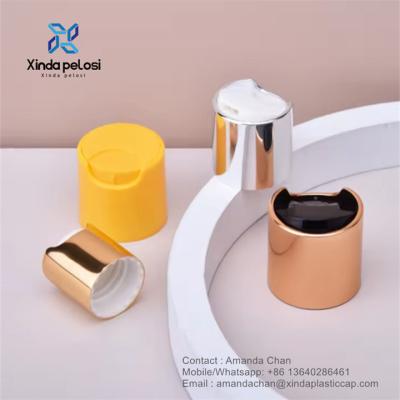 中国 シャワーのボトルのためのカラフルなプラスチックボトルキャップ ボトルのためのゴールドディスクトップキャップ 販売のため