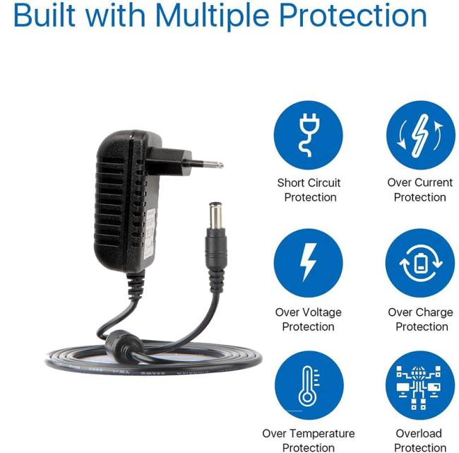 12V DC power adapter front view