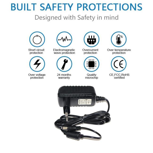 12V DC power adapter side view