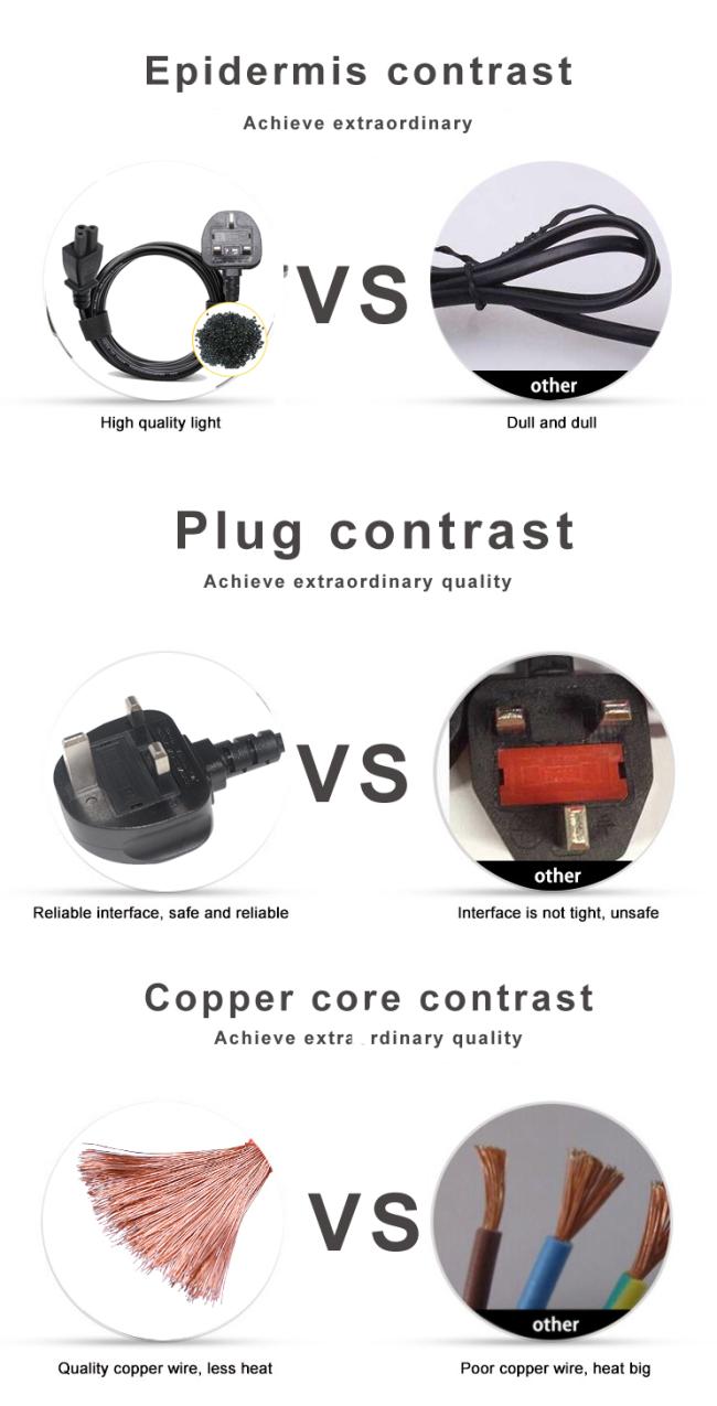 Multiple power cords in different colors