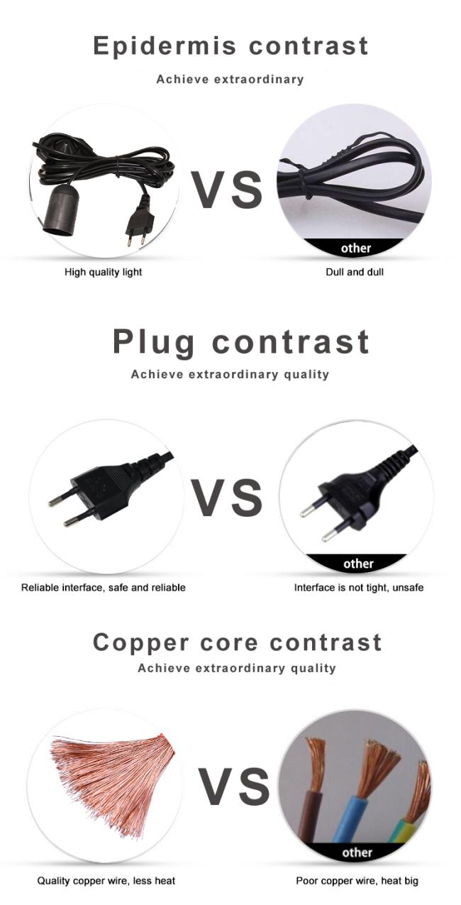 European CEE7/16 2 Pin Power Cable Kema Keur Cord Eu 2-prong pendant lights E27 Lamp Holder With on/off Switch
