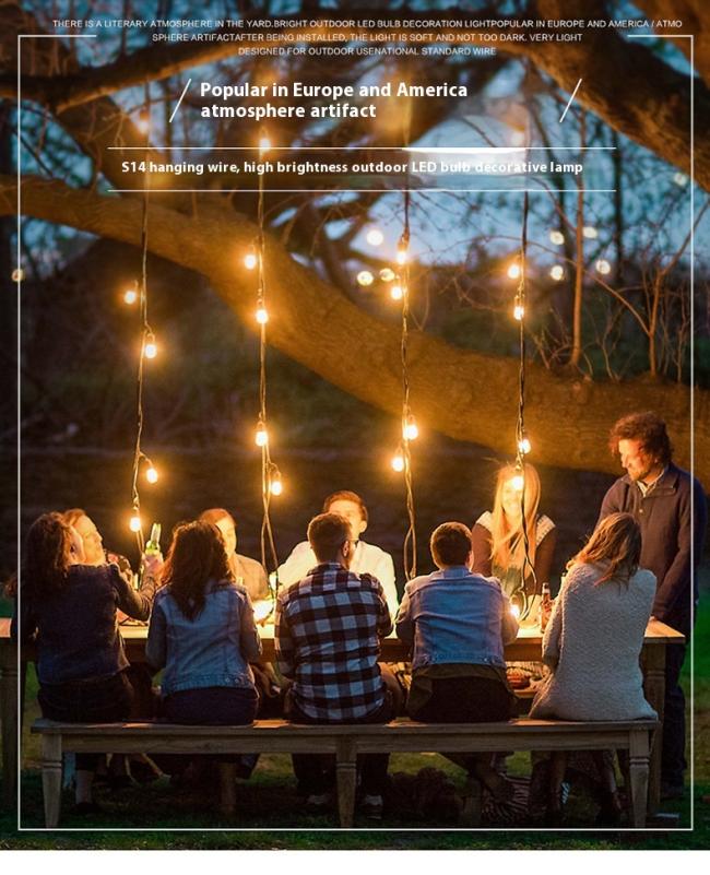 LED S14 String IP65 Plastic Star Colorful Light Ball Bubble E27 Light String Outdoor Garden for Christmas Holidays