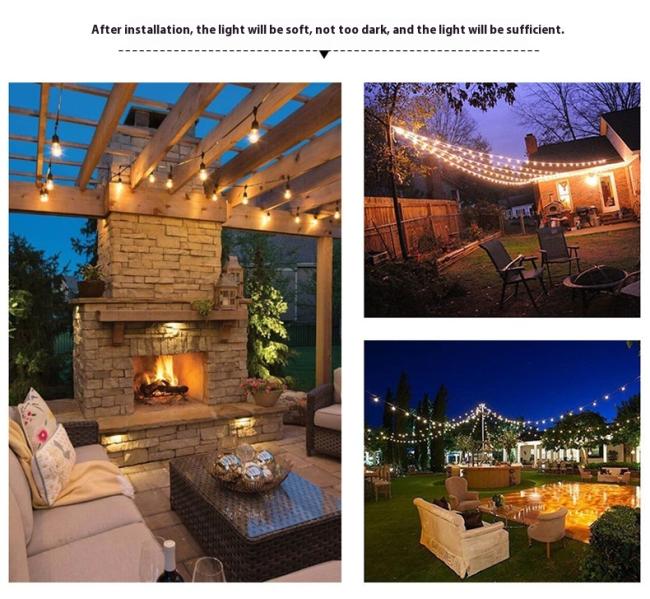 LED S14 String IP65 Plastic Star Colorful Light Ball Bubble E27 Light String Outdoor Garden for Christmas Holidays