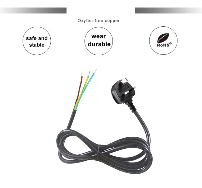 Close-up view of tinned conductors on power cord