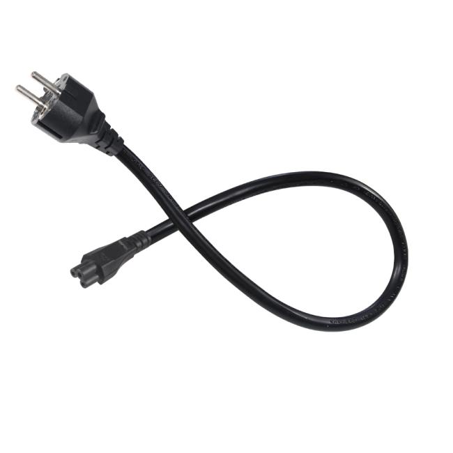 Swiss 3-Prong to C13 power cable front view