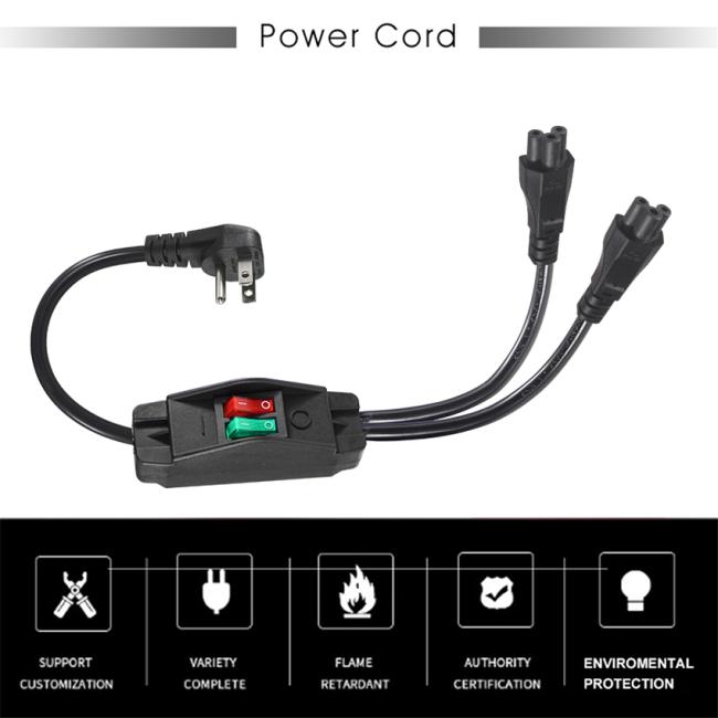 Power splitter cable and connectors close-up