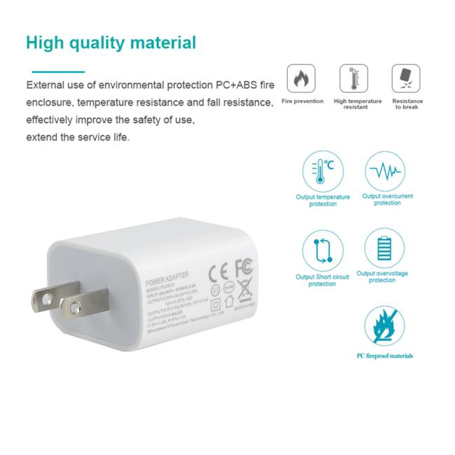 US 2-Pin 20W Dual-Port USB Charger front view