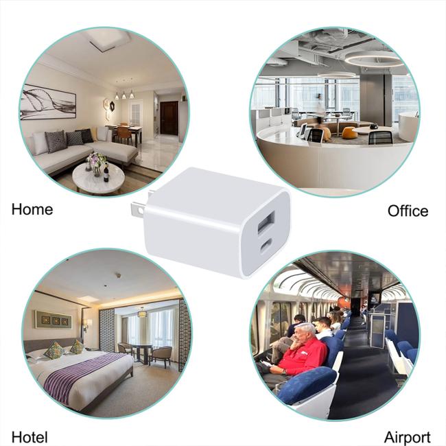 Side view of US 2-Pin 18W Dual USB Wall Charger