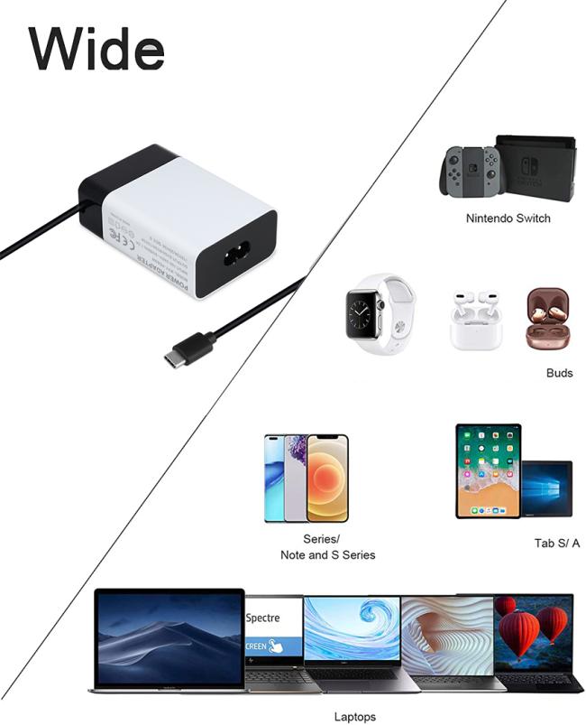 60W USB-C PD Power Adapter with Fixed Cable