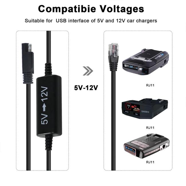 RJ45 to SAE Step-Up Power Cable connector detail