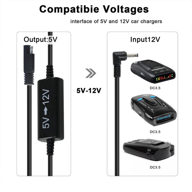 RJ45 to SAE Step-Up Power Cable multiple units
