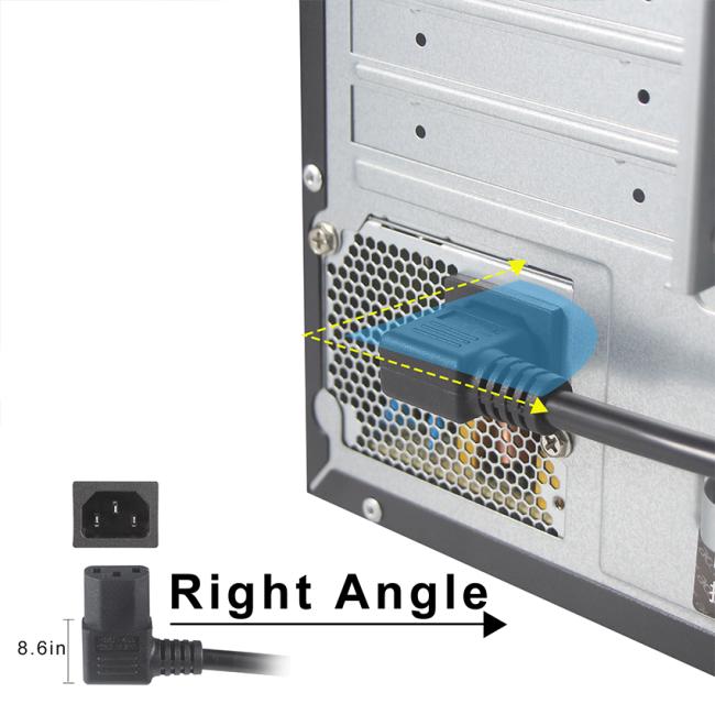 Right-Angle C13 to C13 Power Extension Cord - Usage Example