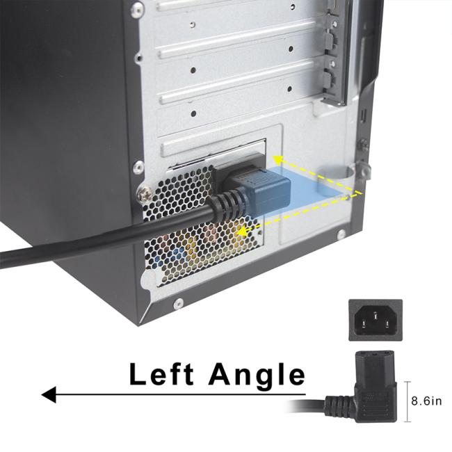 Right-Angle C13 to C13 Power Extension Cord - Cable Detail