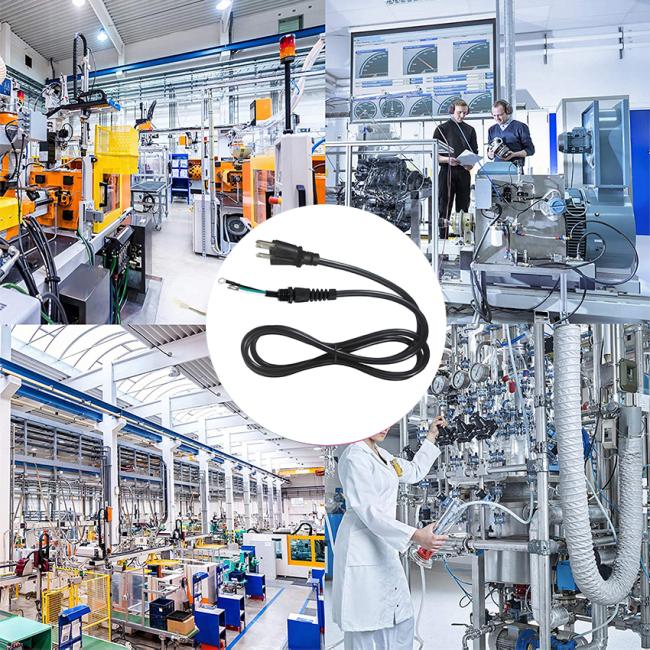 NEMA 5-15P to Schuko power cable showing right-angle plug and bare wire termination