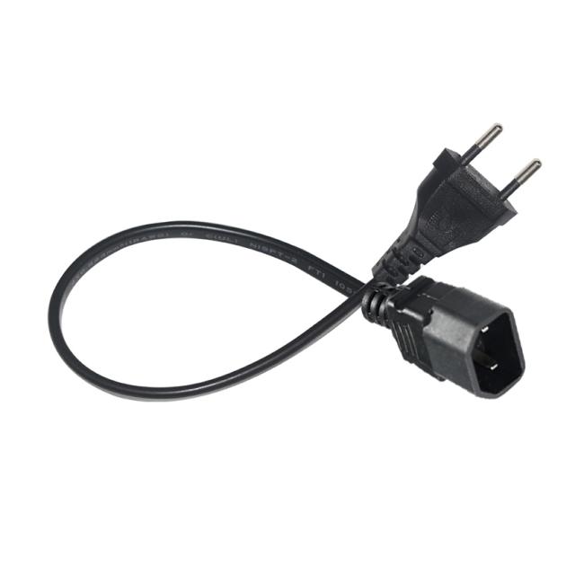 EU to C18 power cord close-up view