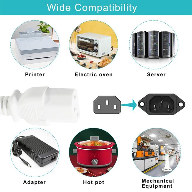 Right angle NEMA 5-15P to C13 power cord close-up