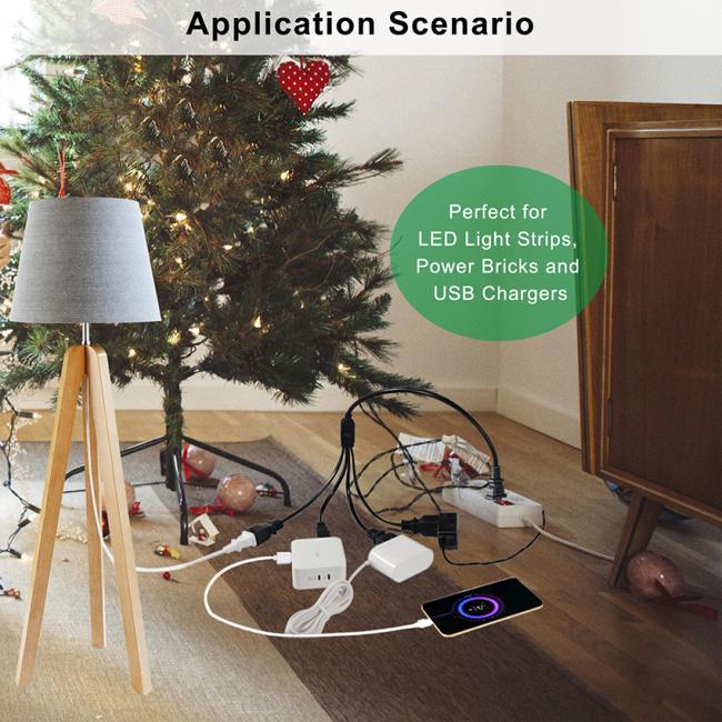 Extension cord in use