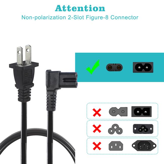 Right angle US 2 pin to C7 power cord connector detail