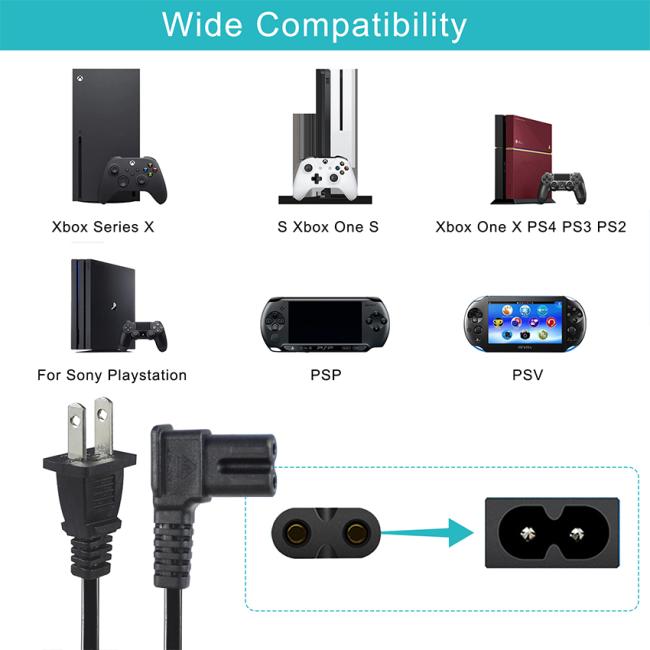 Right angle US 2 pin to C7 power cord packaging