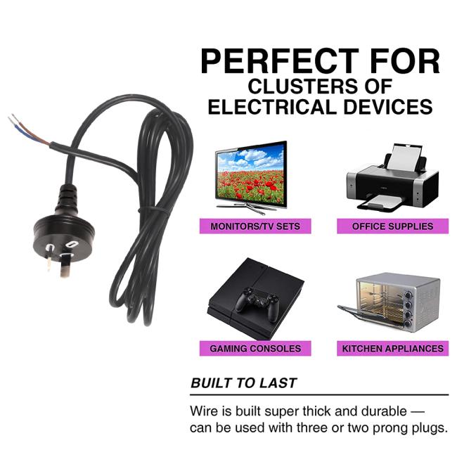 AU to stripped power cord close-up view