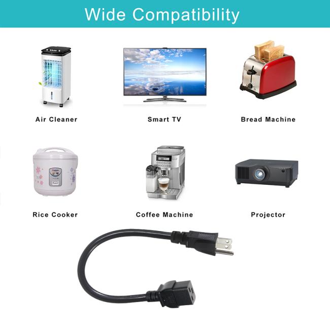 NEMA 5-15P to C19 power cord close-up view
