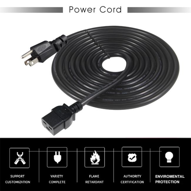 NEMA 5-15P to C19 power cord packaging