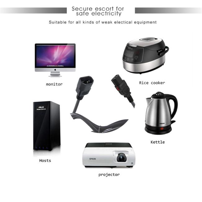 Side view of C13 to C14 power cord