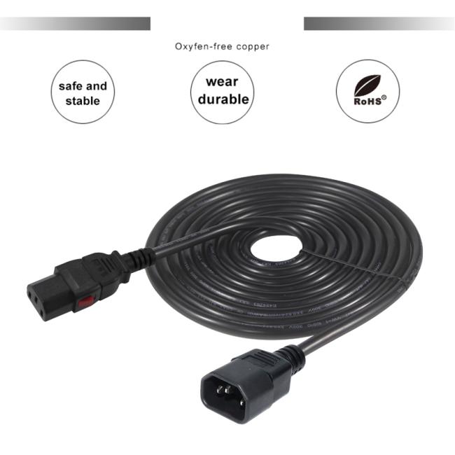 Full length view of black power cord