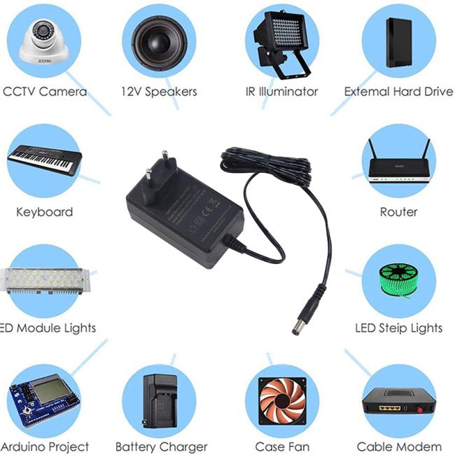 12W 1A EU DC Power Adapter