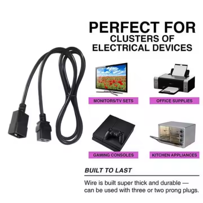IEC C19 to C20 power cable close-up view
