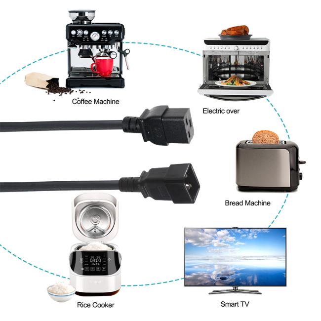 IEC C19 to C20 power cable in use