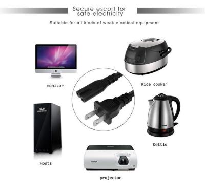 중국 18AWG NEMA 1-15P to C7 US 2 핀 전원 코드 판매용