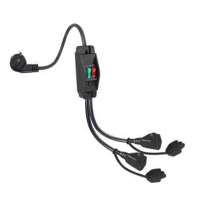 China 15A/125V Flat Plug Inline 1 Main Line 2 Sub Nema 515P 3Pin Y Type Splitter Power Cord With Switch for sale