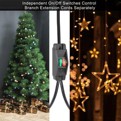 China 15A/125V Flat Plug Inline 1 Main Line 2 Sub Nema 515P 3Pin Y Type Splitter Power Cord With Switch for sale