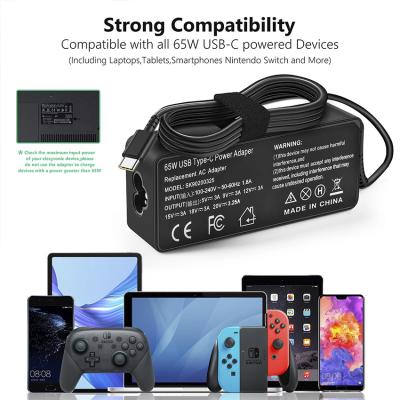 Chine Chargeur d'ordinateur de bureau de 65W avec entrée de fil de charge de type C 100V-240V à vendre