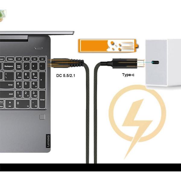 USB C에서 DC 5521 케이블 100W PD 노트북 모니터 충전