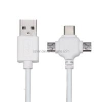 China 0.5m USB 2.0 3-in-1 Quick Charge Data Cable with 2A Output and Micro/Type-C Connectors for sale