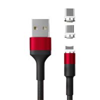 China Micro-USB Magnetic Charging Cable 3-in-1 Nylon Braid 1.2m Fast Charging Data Sync for sale