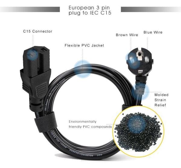 Pse Pdu Locking Plug Power Cable with Rewireable Schuko CEE 77 to IEC15 Connector