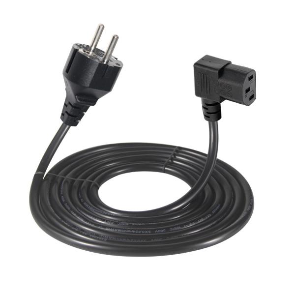 Quality VDE European Schuko Cee 77 7/7 250V H05vv-F 3G2.5 90 degree C13 Right Angle Power Cord for sale