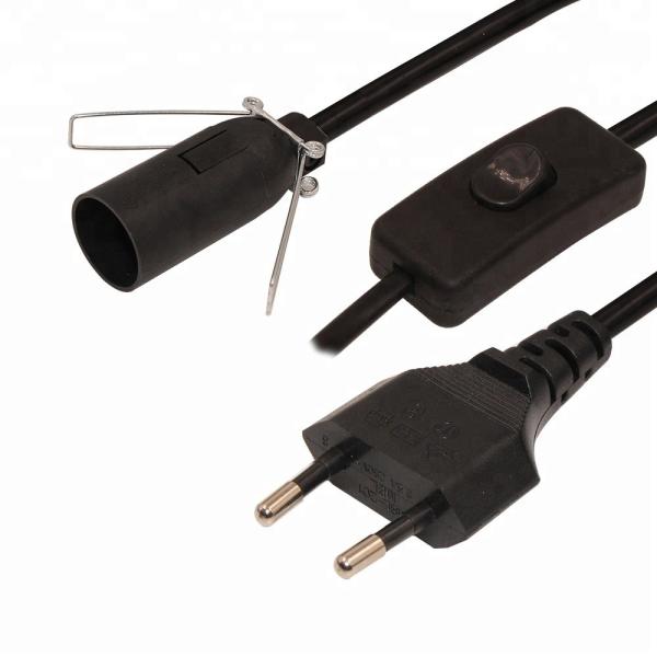 Quality European 2 Prong AC Power Cord with Edison Socket for sale
