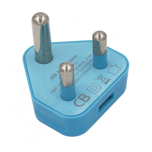 Quality 5V 2.1A USB Power Adapter for Mobile Phones with South African India Plug for sale